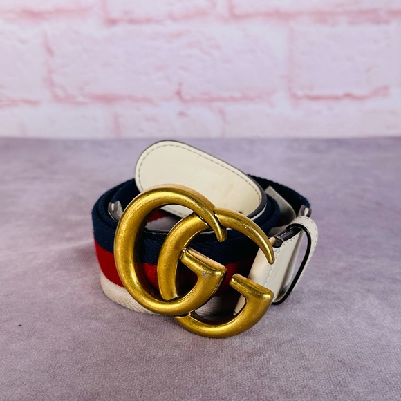 Gucci | Accessories | Gucci Web Double Gg Large Buckle Belt 936 | Poshmark